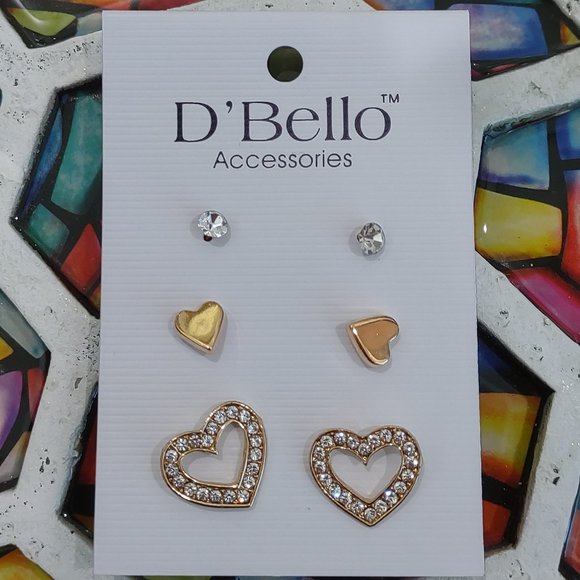D'Bello | Jewelry | Dbello Gold Earrings Set Of 3 | Poshmark